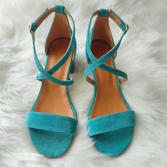 Turquoise Strappy Heels