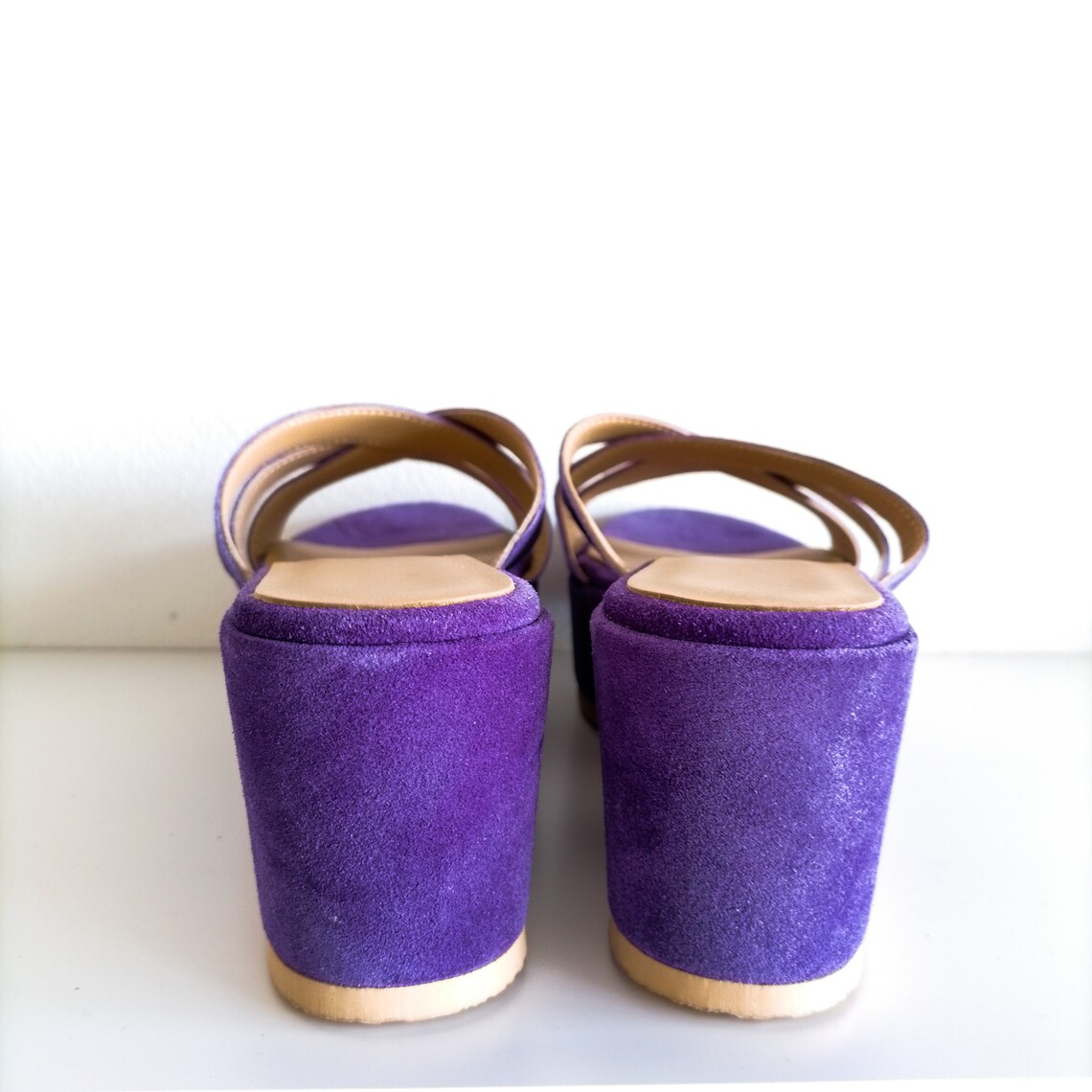 Ladies Leather Wedges Purple Suede Platform Shoes Greek | Etsy