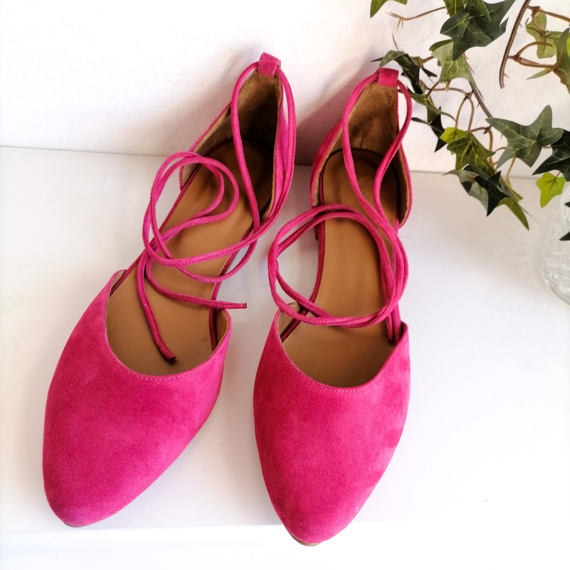 Hot Pink Colour Women's Closed-toe Sandals Ballerinas - Etsy