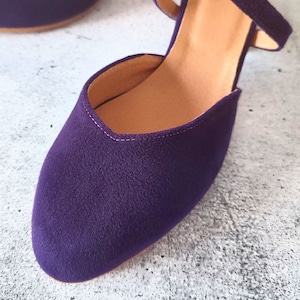 Deep Royal Purple Wedding Ankle Wrap Shoes, Purple Dress Shoes, Cross ...