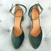 Sage Green Heels for Wedding, Celadon Green Velvet Women's Bridal Shoes ...