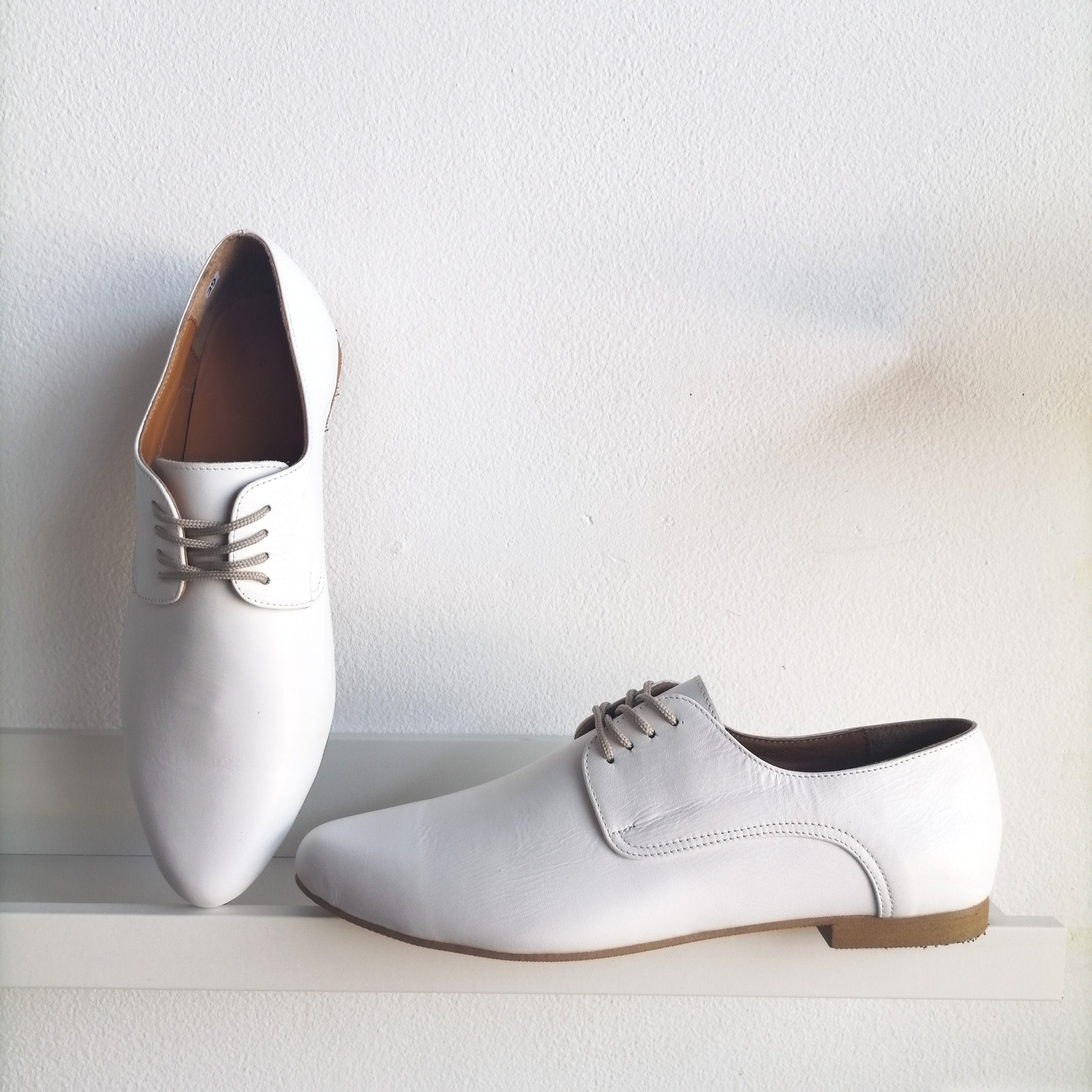 Women White Elegant Oxfords Shoes For Brides Elegant Derby | Etsy