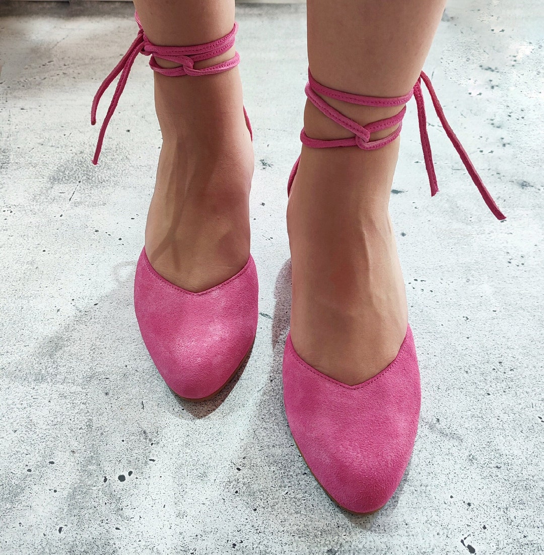 Tie-up Block Heels Leather Cord Ankle Loop Closing Trending - Etsy