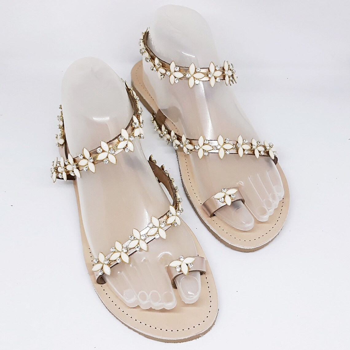 Beach Wedding Shoes Rose Gold Sandals Handmade To Order | Etsy