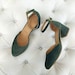 Sage Green Heels for Wedding, Celadon Green Velvet Women's Bridal Shoes ...