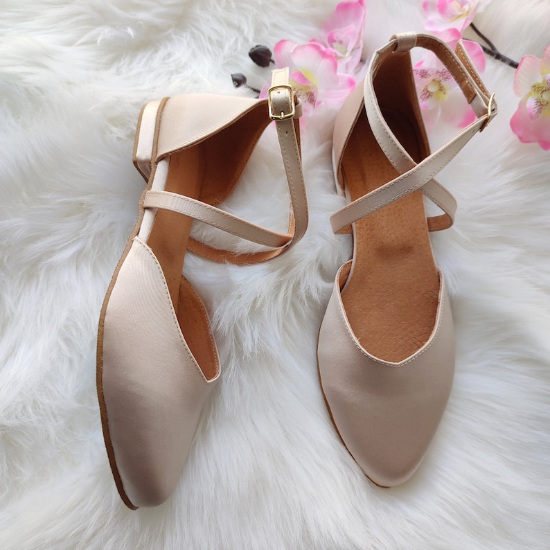 Ivory Satin Wedding Ballet Pumps Cross-front Straps With - Etsy