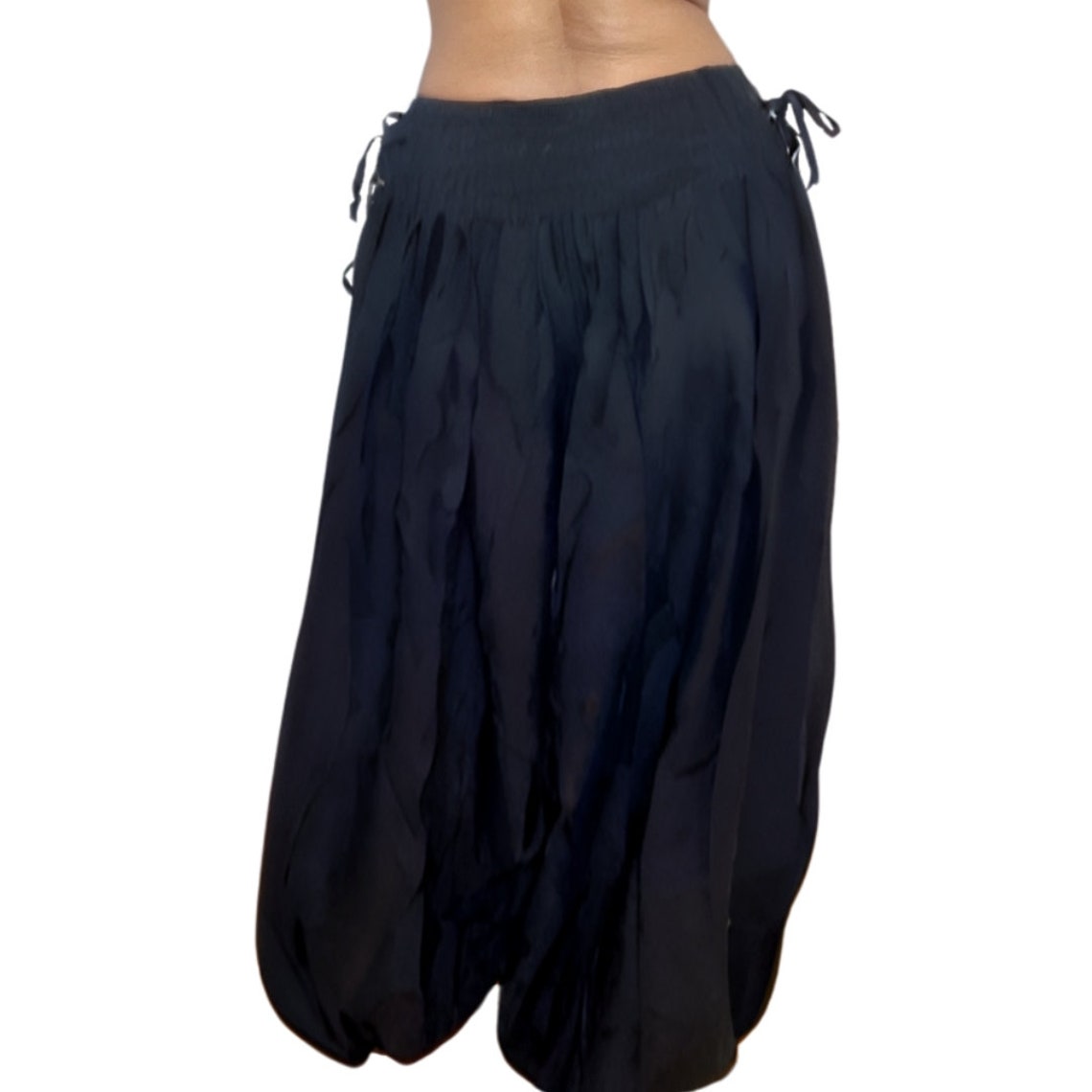 Black Cotton Harem Bloomer Pants With Pockets | Artisanal Handmade ...