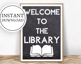 Library wall art | Etsy