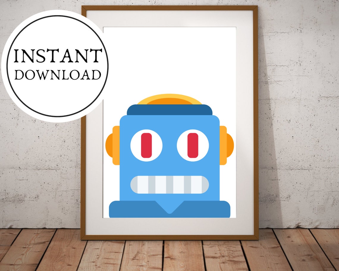Robot Printable Art Robot Digital Decor Robot Modern - Etsy
