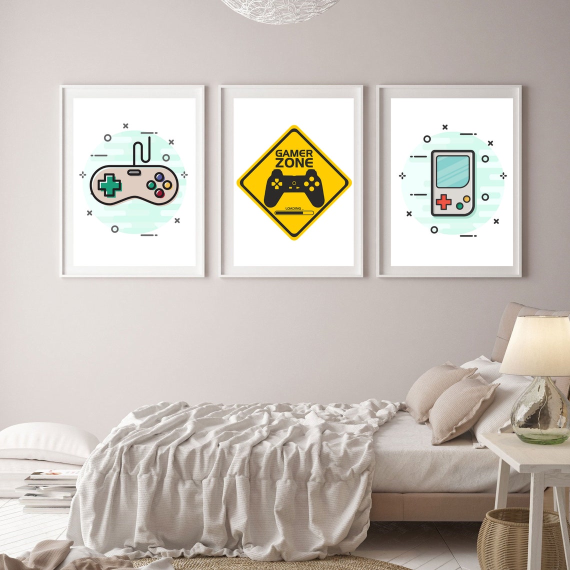 Gamer Decor Set Of 3 Prints Printable Wall Art Video | Etsy