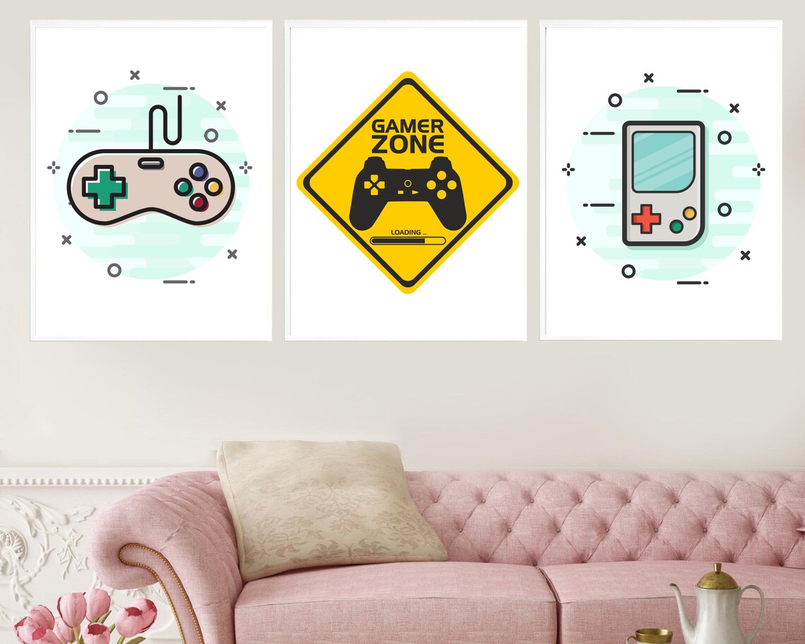 Gamer Decor Set Of 3 Prints Printable Wall Art Video | Etsy