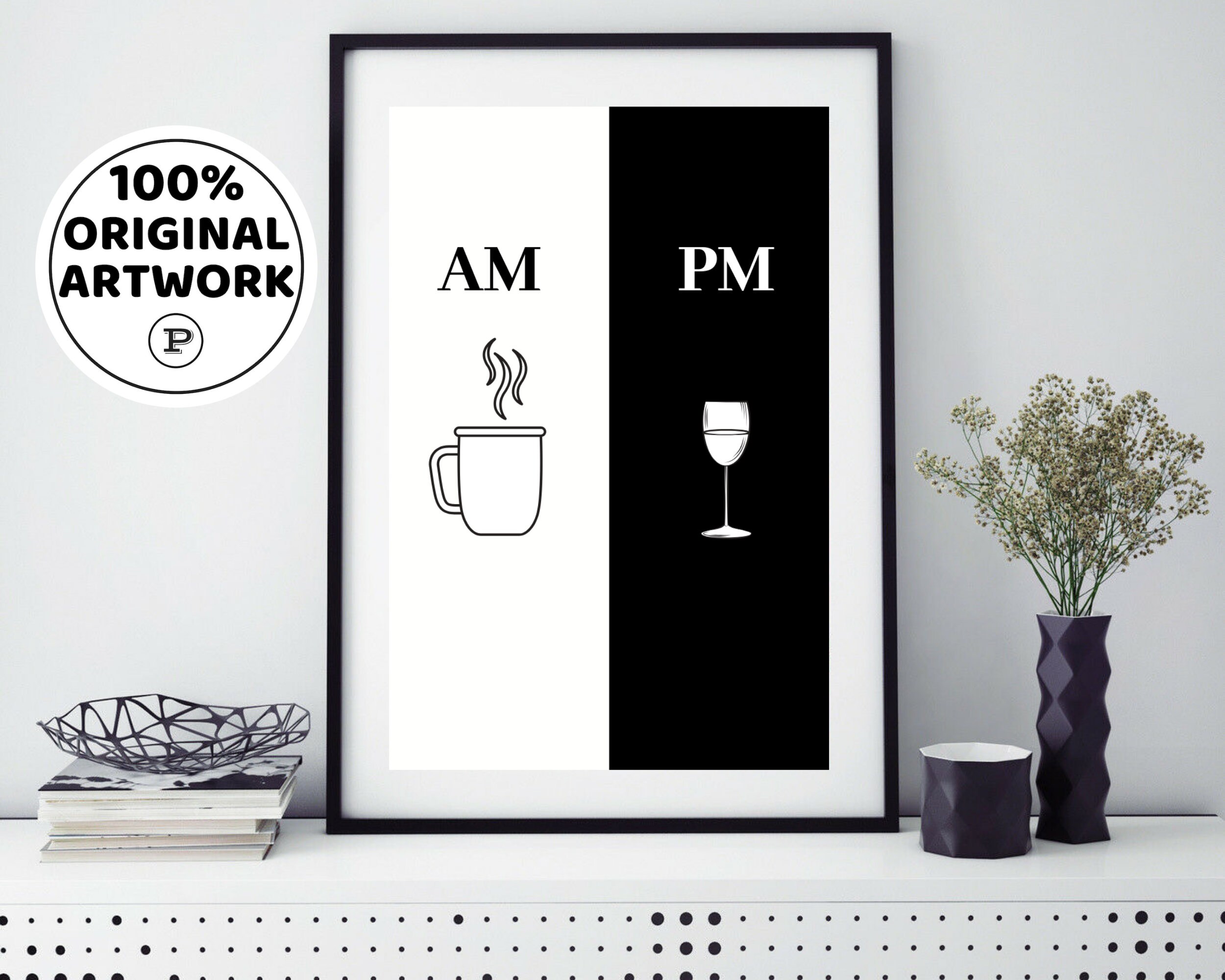 Am Pm Art Print | Am Pm | Printable Art | Kitchen Poster | Coffee ...