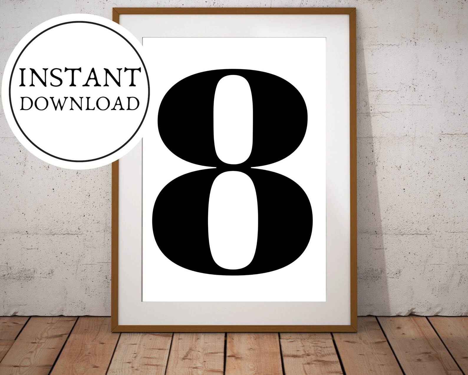 Number 8 Sign Number Prints Printable Art Black & White Art ...