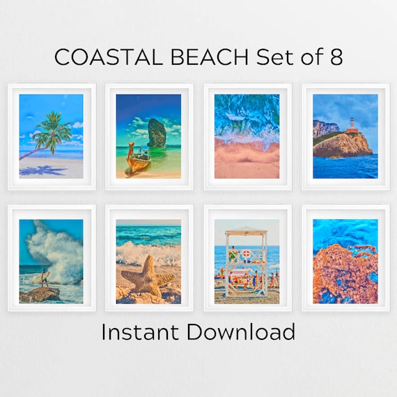 Coastal Set Art Beach Set of 8 Prints Set of 8 Posters - Etsy