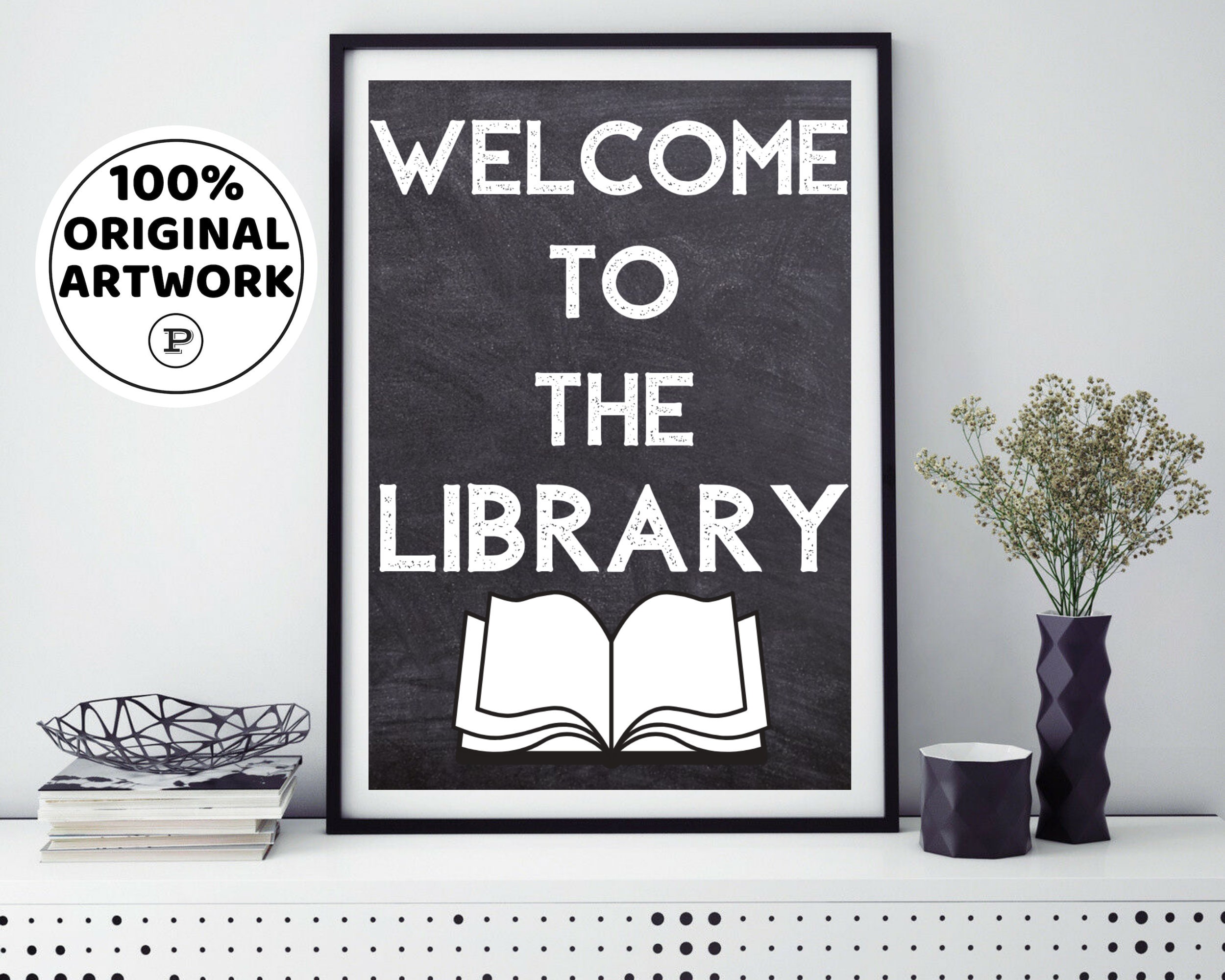 Library Art Library Printable Library Wall Art Library - Etsy