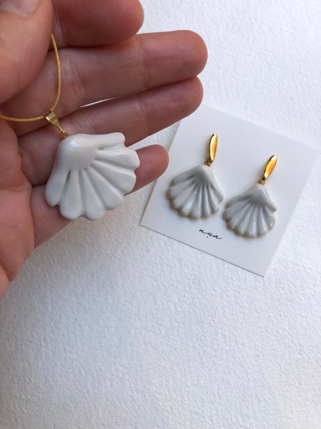 VENUS Jewelry Set, Necklace and Earrings, Porcelain Pendant and ...