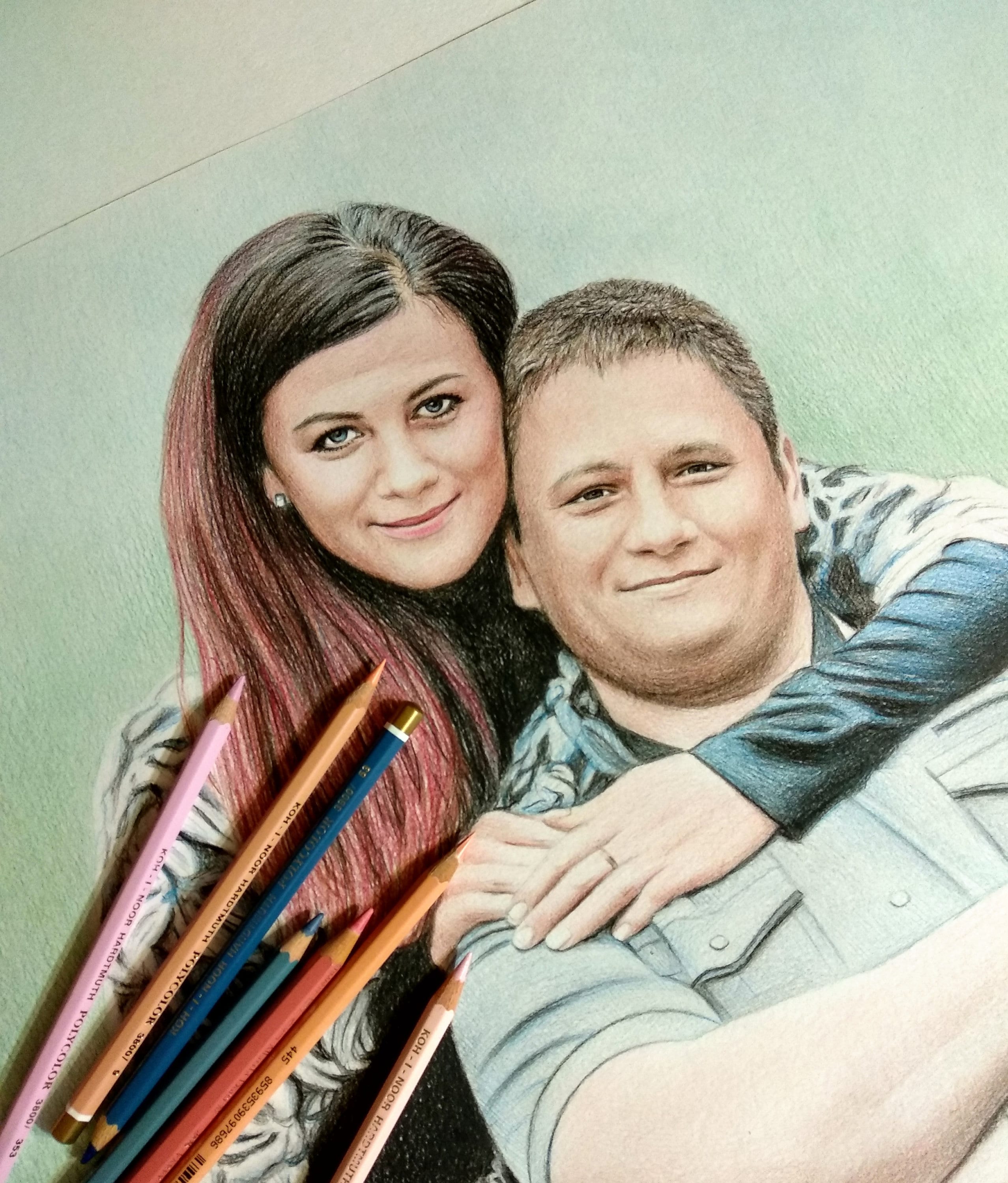 Custom Commission Family Couples Portrait Colored Pencil Drawing From ...