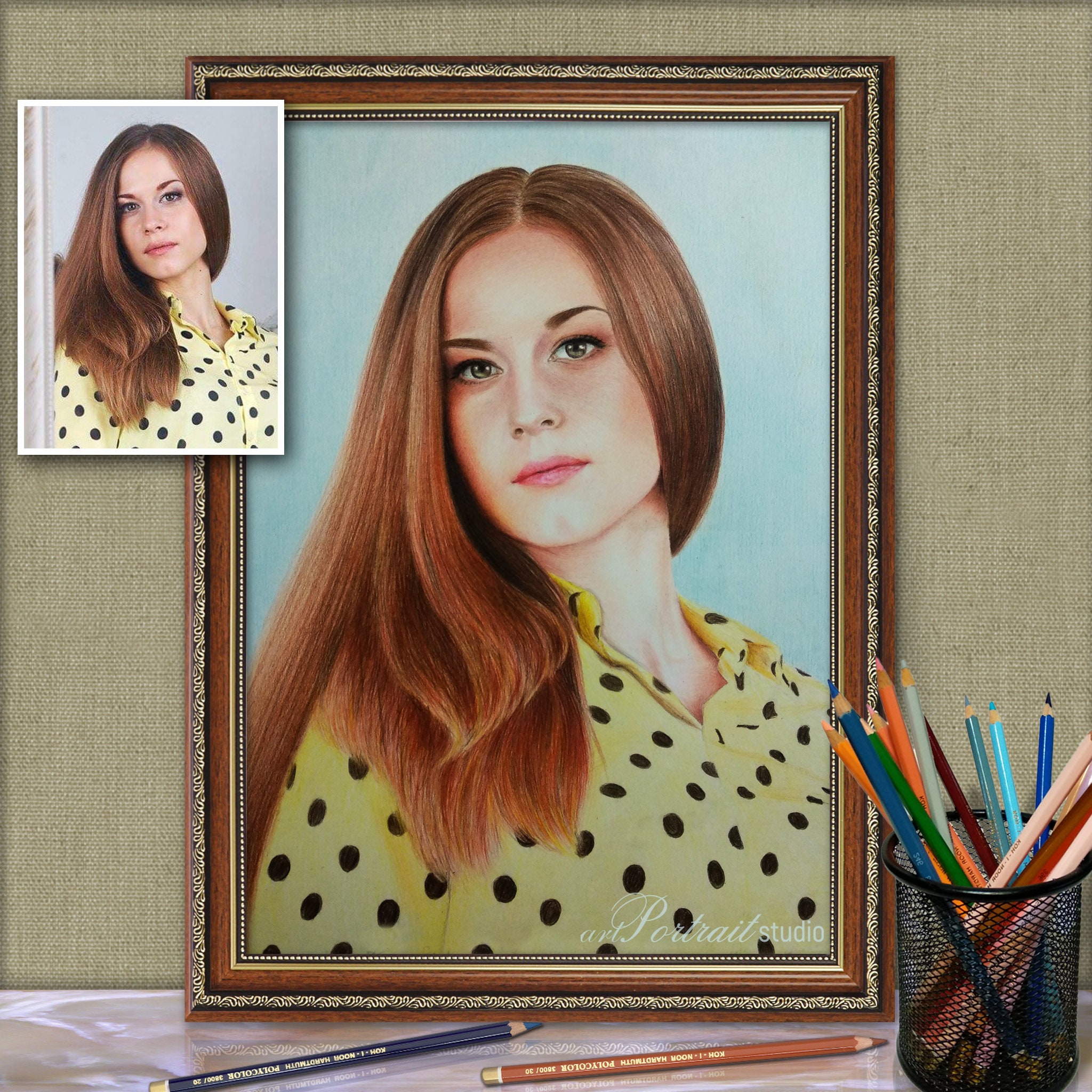 Pencil Commission Custom Girls Portrait From Photo. Girlfriend | Etsy