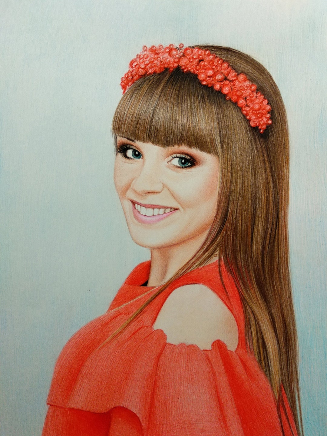 Pencil Commission Custom Girls Portrait From Photo. Girlfriend Birthday ...