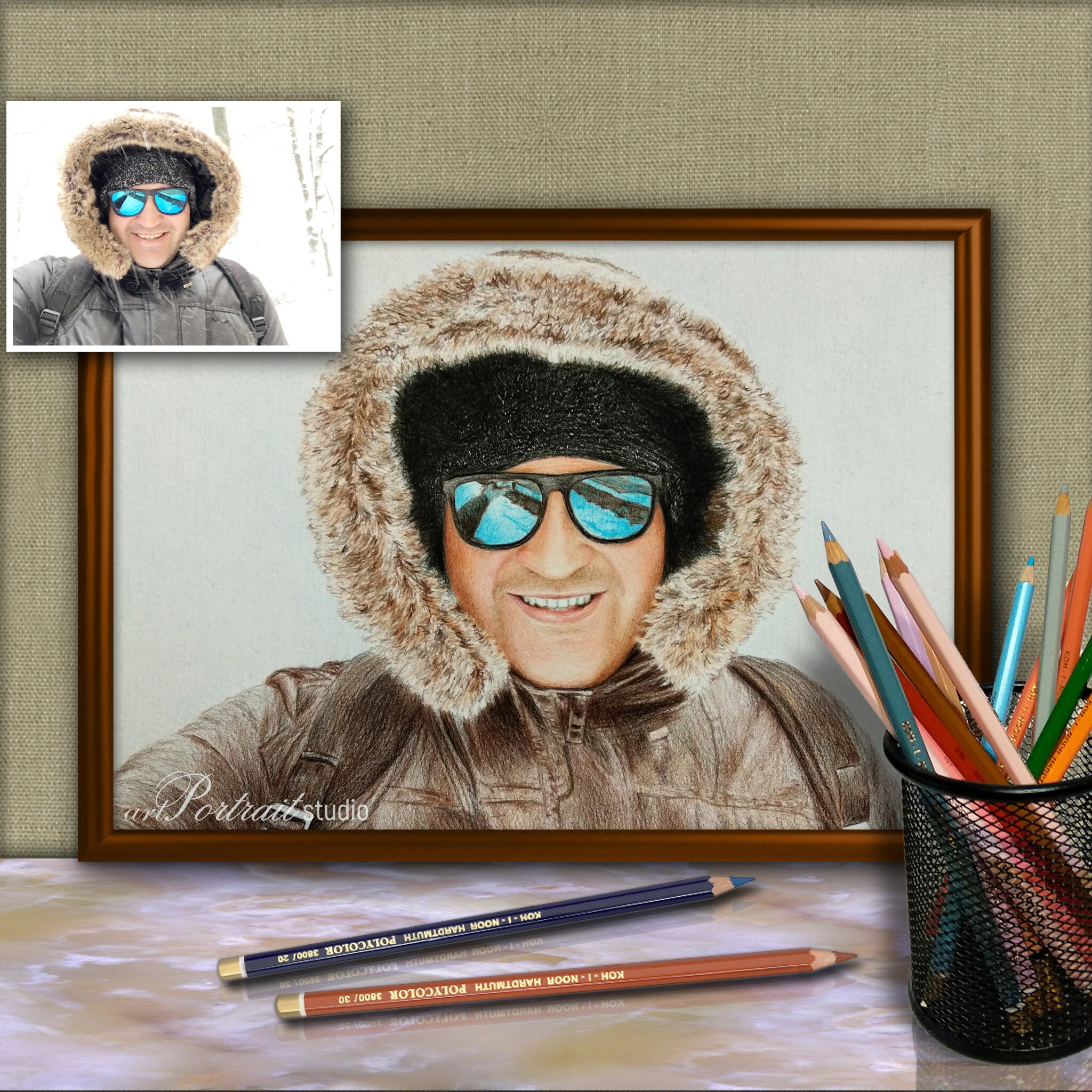 Custom Commission portrait from photo. Boyfriend Birthday | Etsy