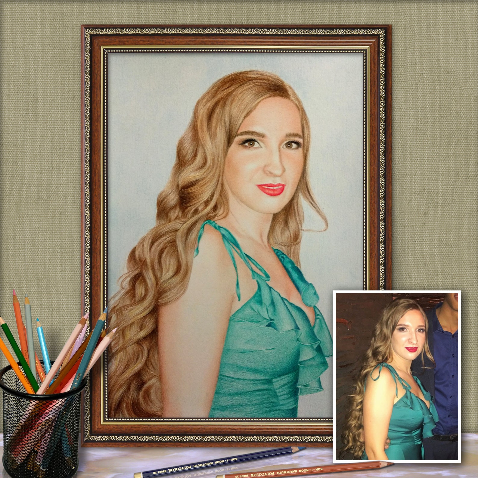 Pencil Commission Custom Girls Portrait From Photo. Girlfriend | Etsy