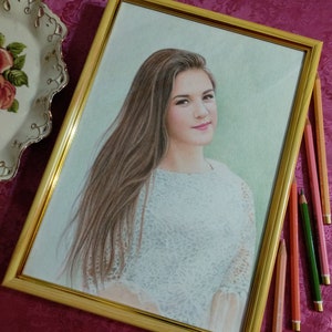 Pencil Commission Custom Girls Portrait From Photo. Girlfriend ...