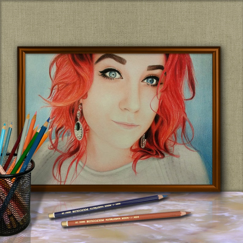 Pencil Commission Custom Girls Portrait From Photo. Girlfriend - Etsy