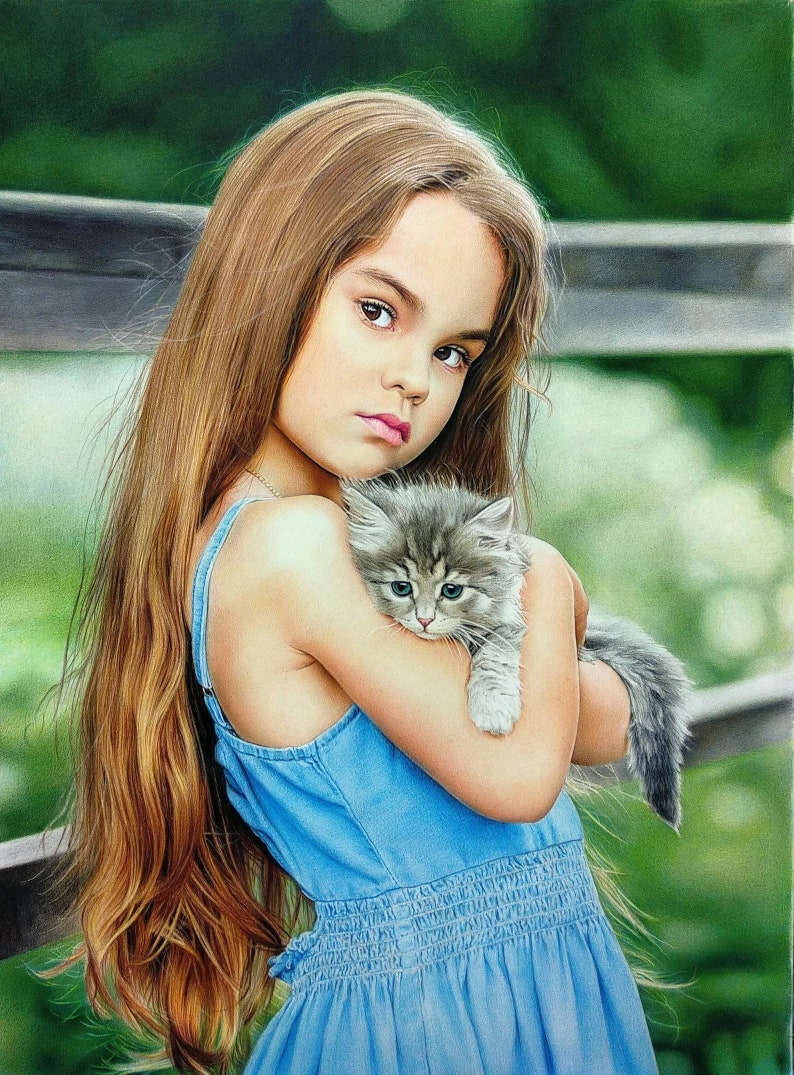 Pencil Commission Custom Girls Portrait From Photo. Girlfriend - Etsy
