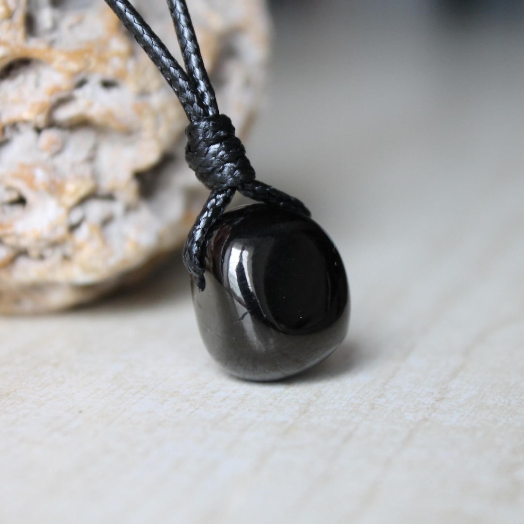 Jet Necklace Women Black Jet Pendant Black Stone Gift for Girlfriend ...