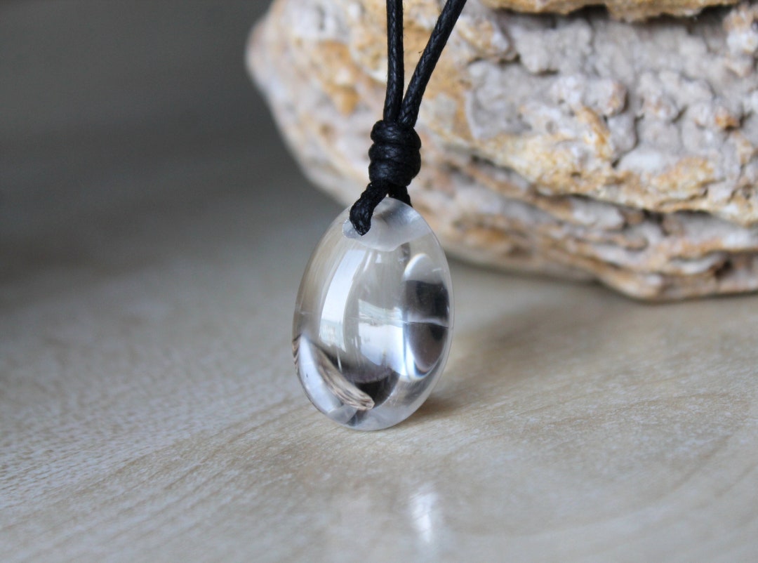 Clear Quartz Pendant Rock Crystal Pendant Men Necklace Clear Quartz ...