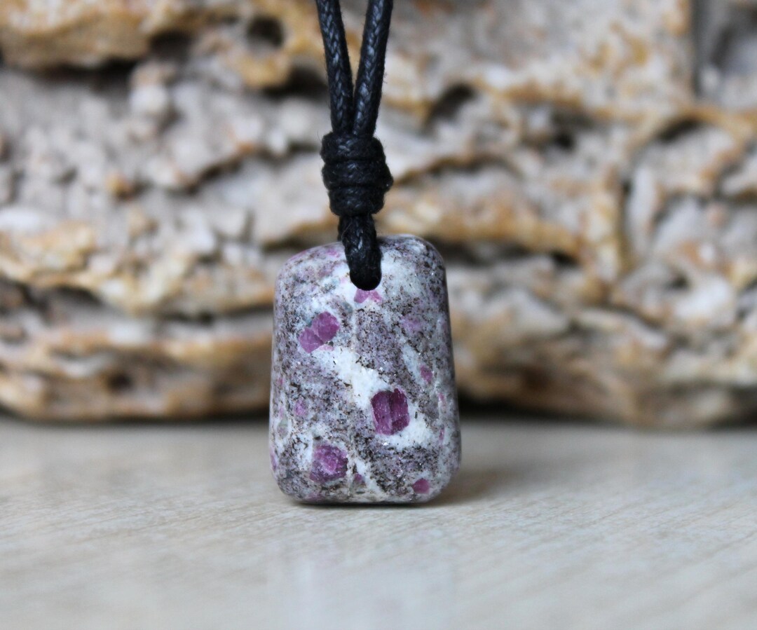 Ruby in Feldspar Necklace Ruby in Feldspar Pendant Heart Chakra Healing Stones July Birthstone ...