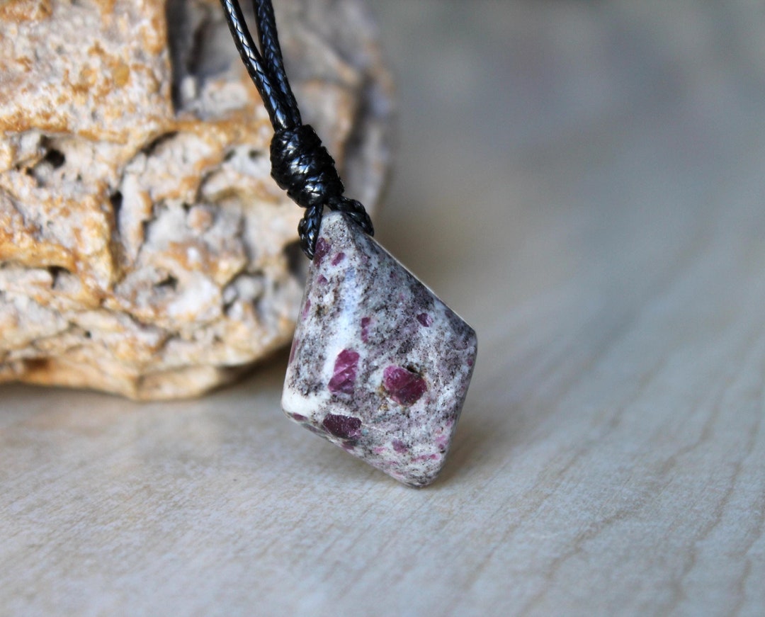 Ruby in Feldspar Necklace Ruby in Feldspar Pendant Heart Chakra Healing Stones July Birthstone ...