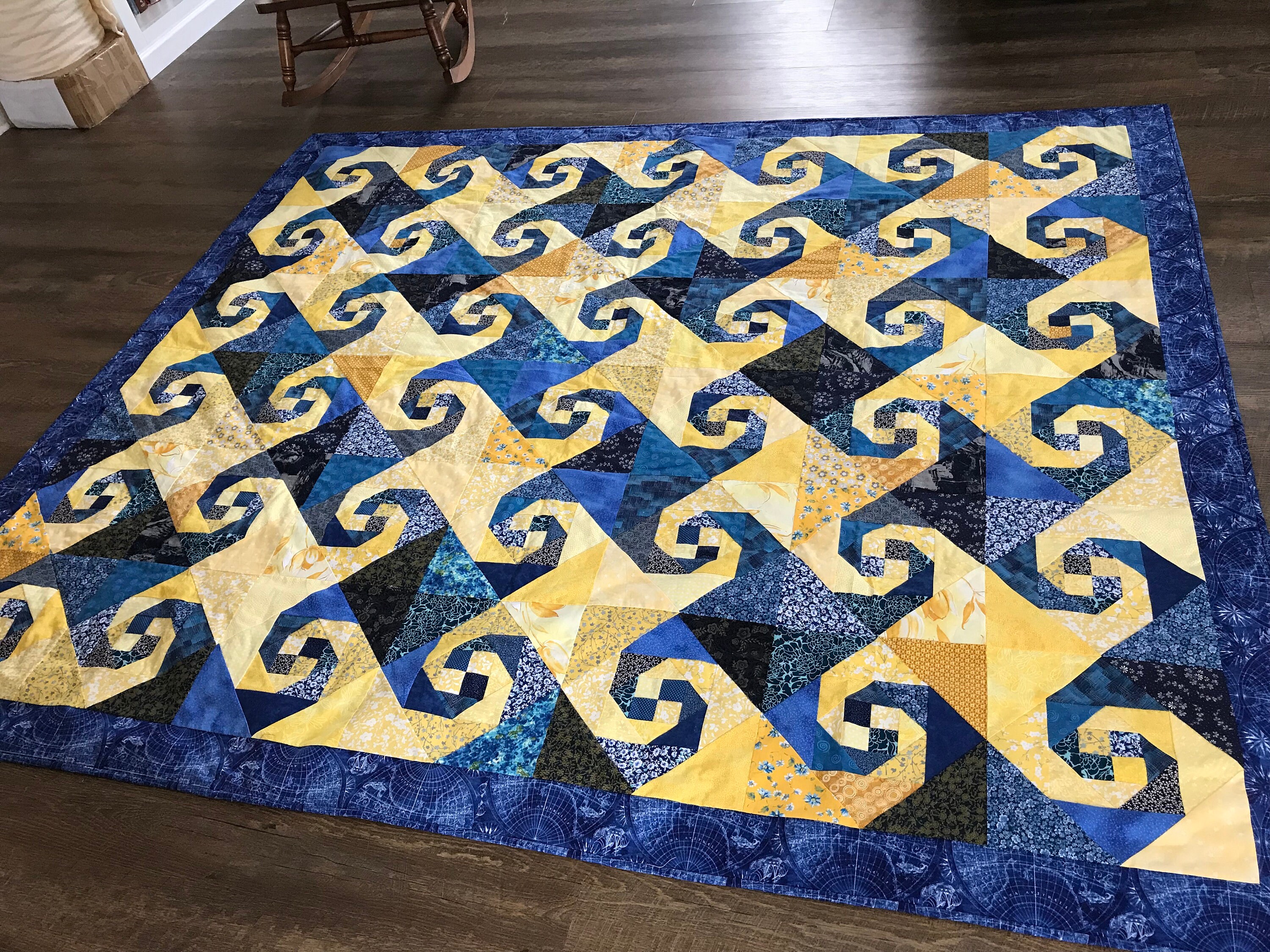 Blue and Yellow Virginia Reel Quilt - Etsy