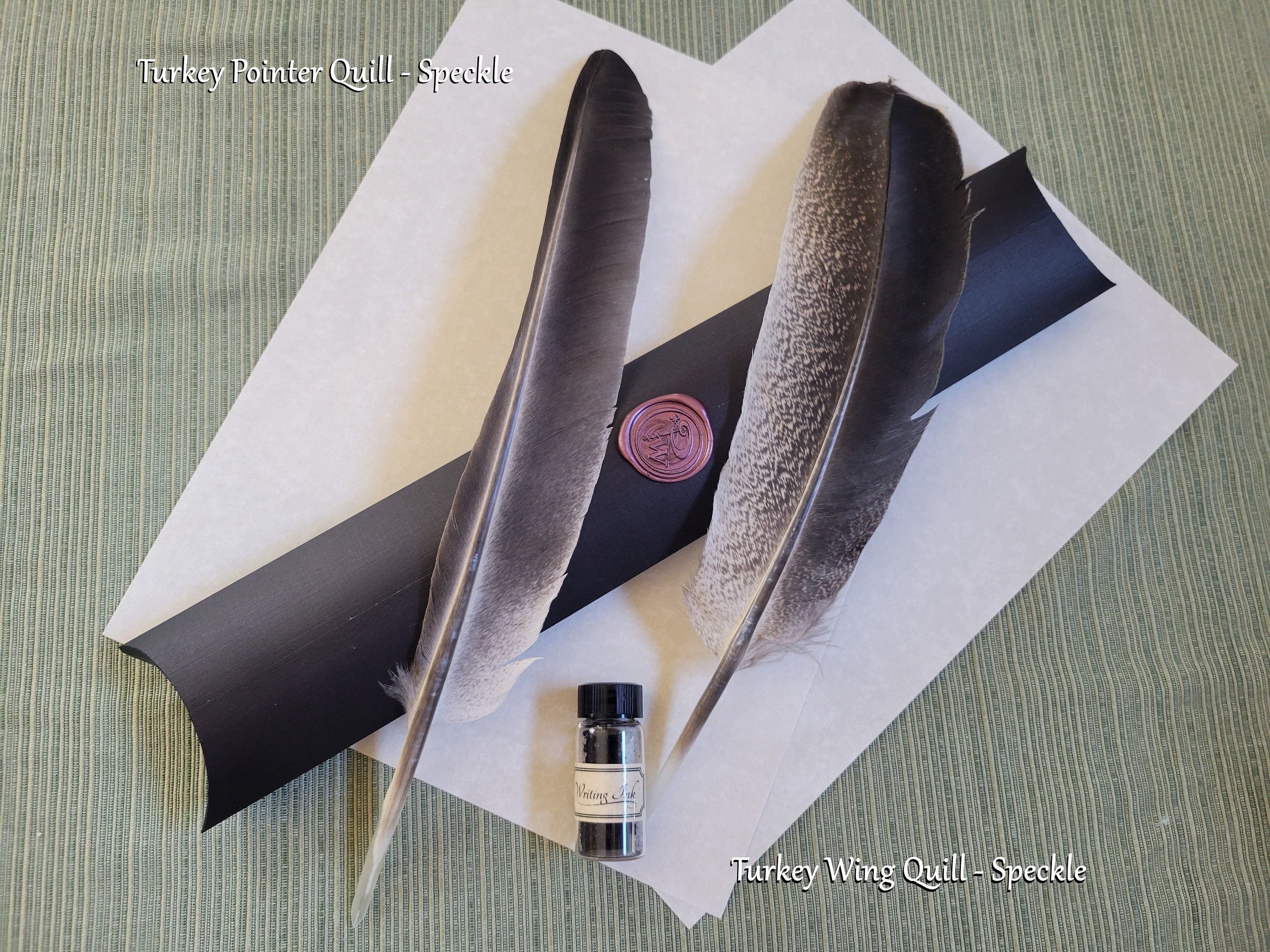 Hand-cut Turkey Feather Quill Pen Gift Set Ink and Gift Box - Etsy