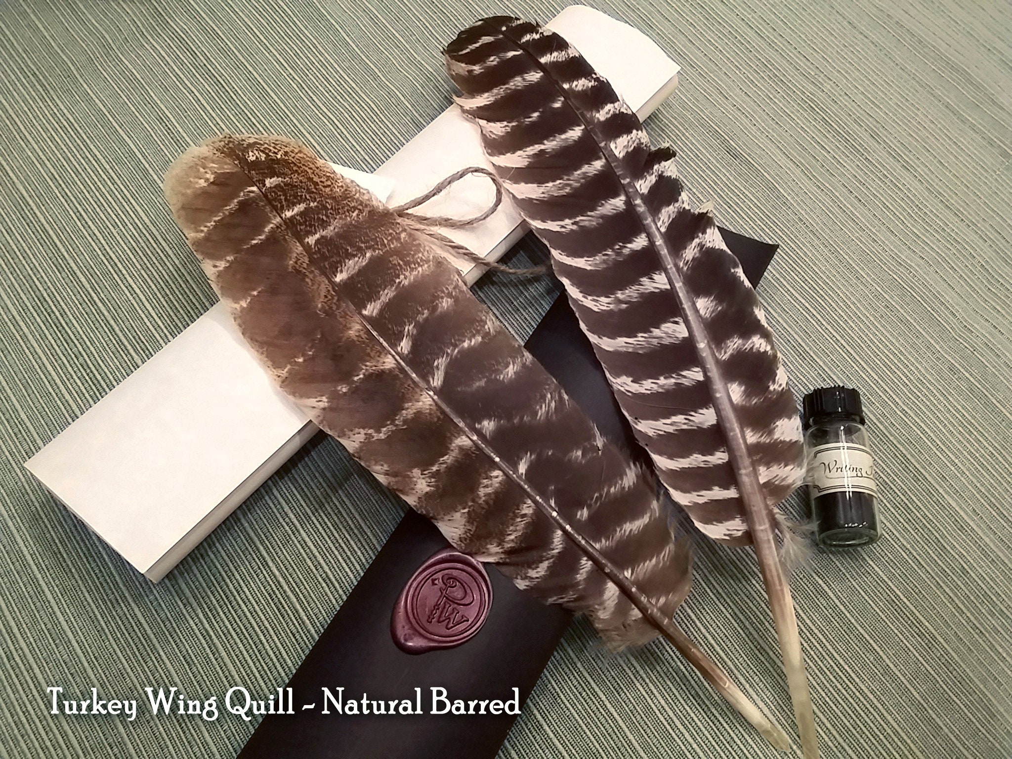 Hand-cut Turkey Feather Quill Pen Gift Set Ink and Gift Box - Etsy