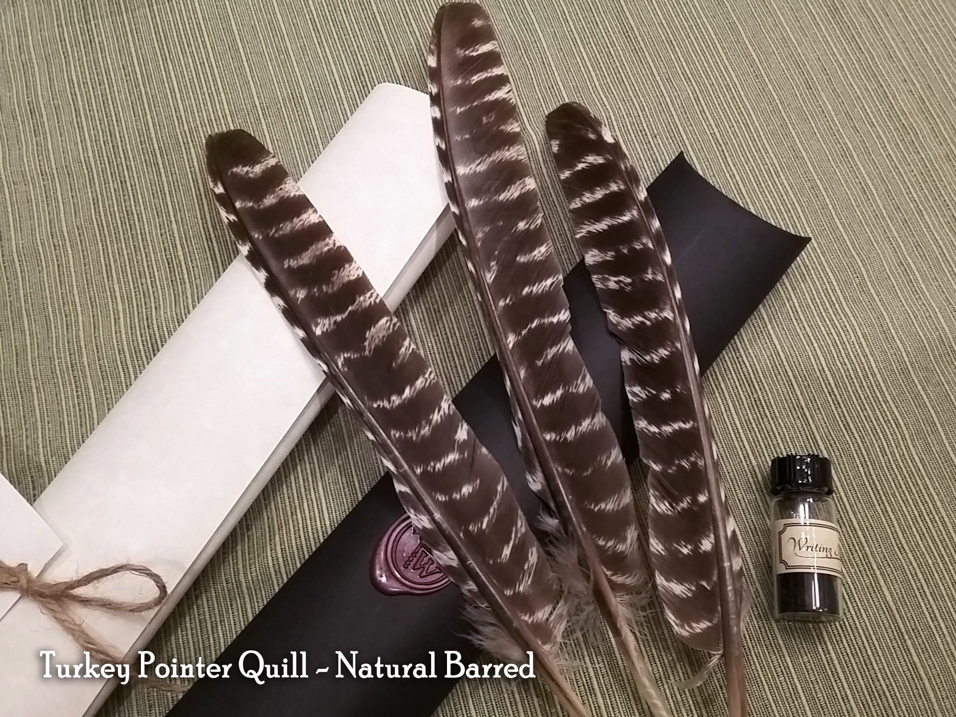 Hand-cut Turkey Feather Quill Pen Gift Set Ink and Gift Box - Etsy