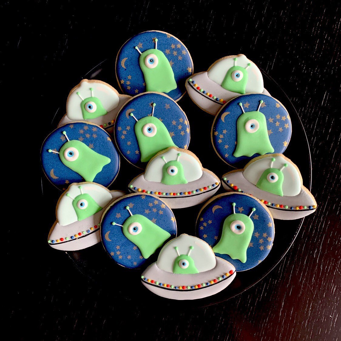 Alien UFO Vanilla Sugar Cookies 1 Dozen12 CookiesCustom | Etsy