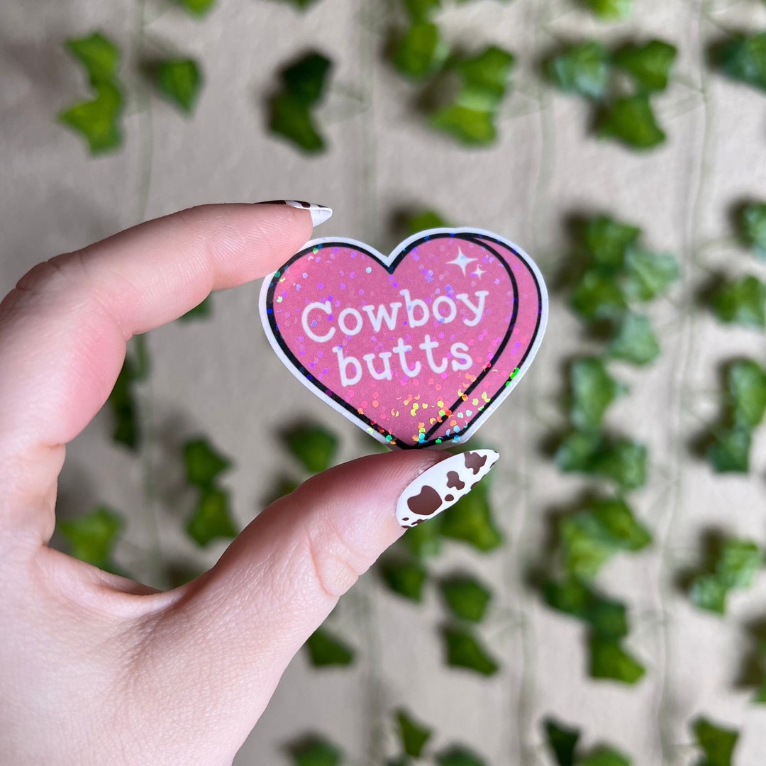 Cowboy Sticker | Holographic Cowboy Butts Heart Sticker | Waterproof ...