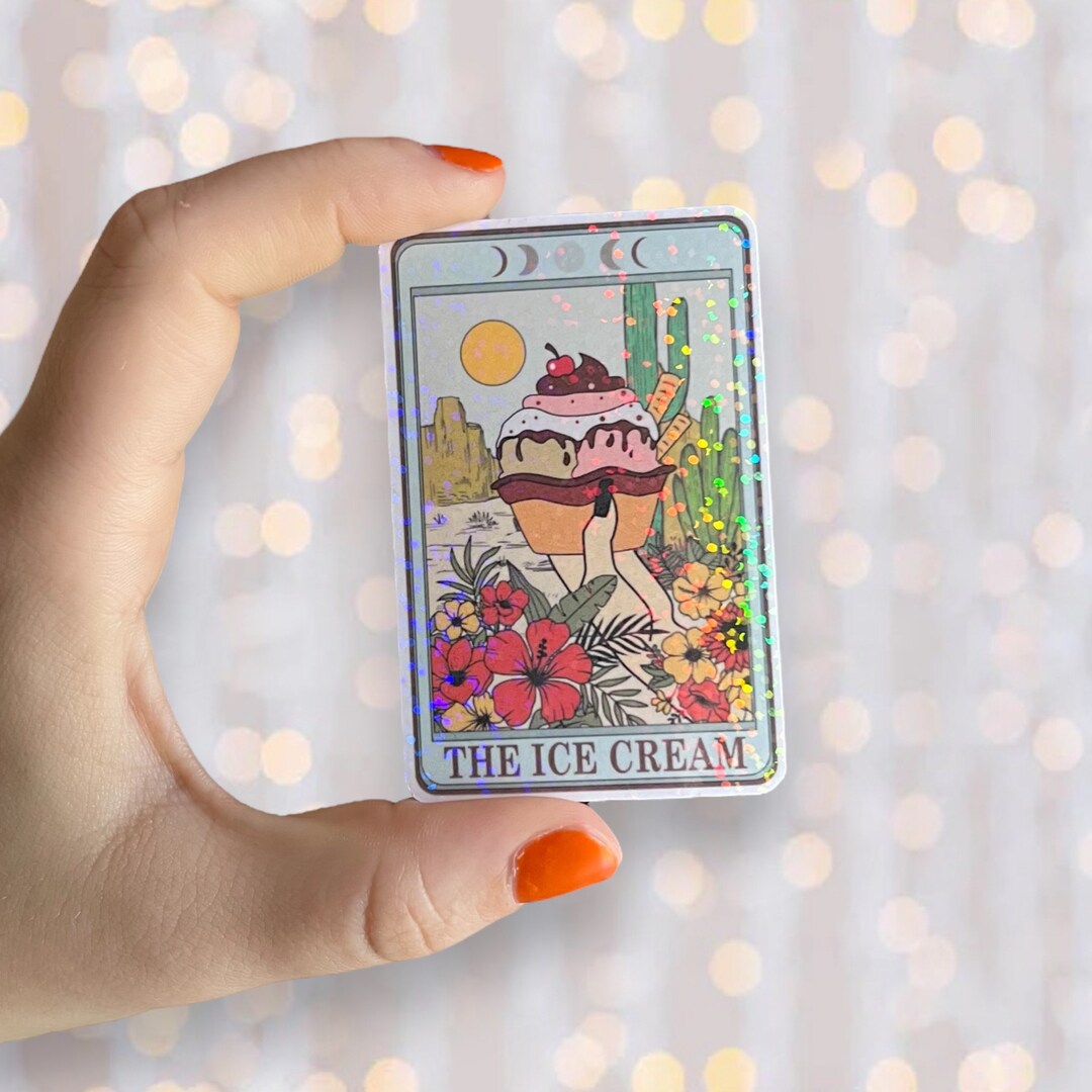Ice Cream Tarot Card Sticker Holographic Waterproof Kindle Laptop Funny ...