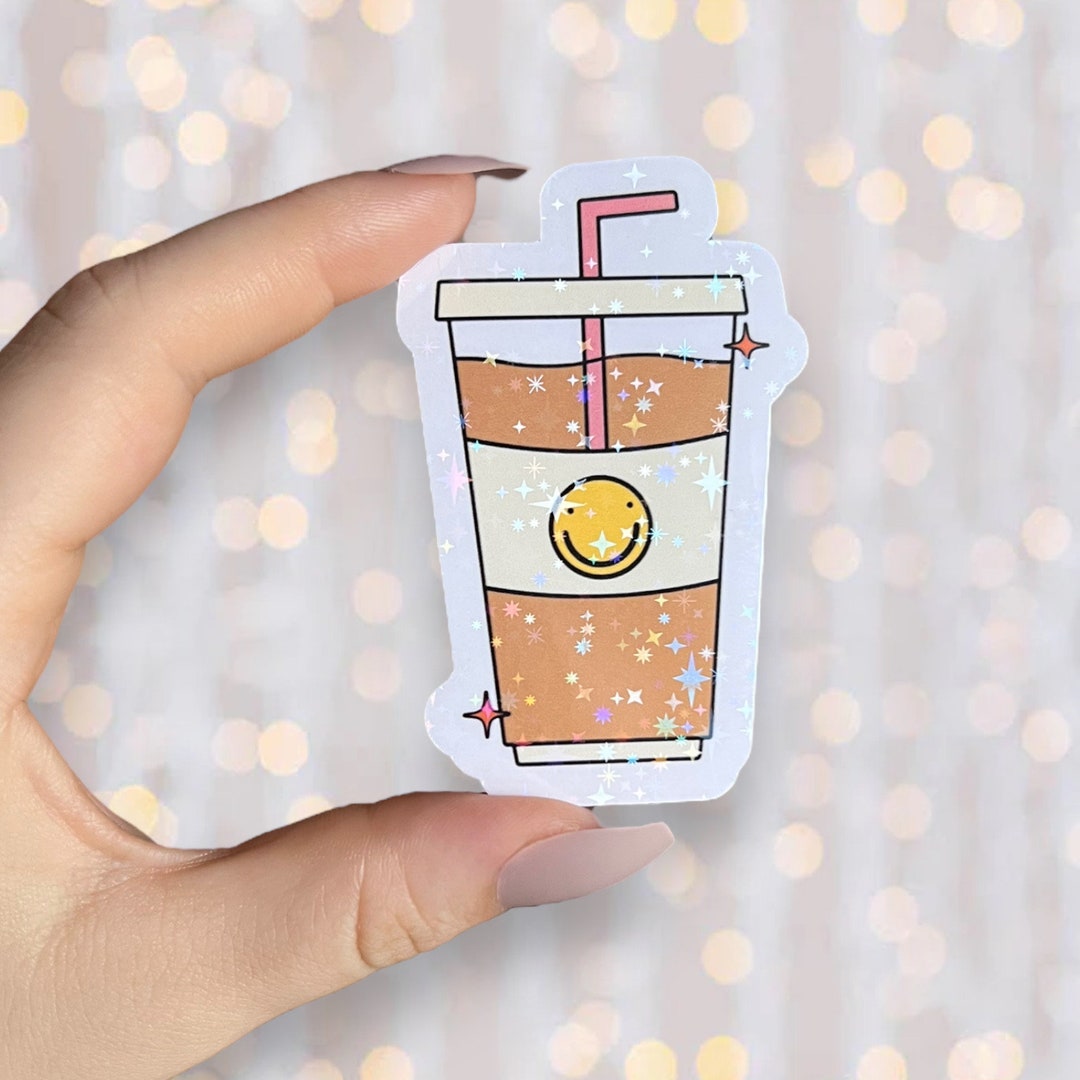 Iced Coffee Sticker | Retro Iced Coffee Sticker | Holographic ...