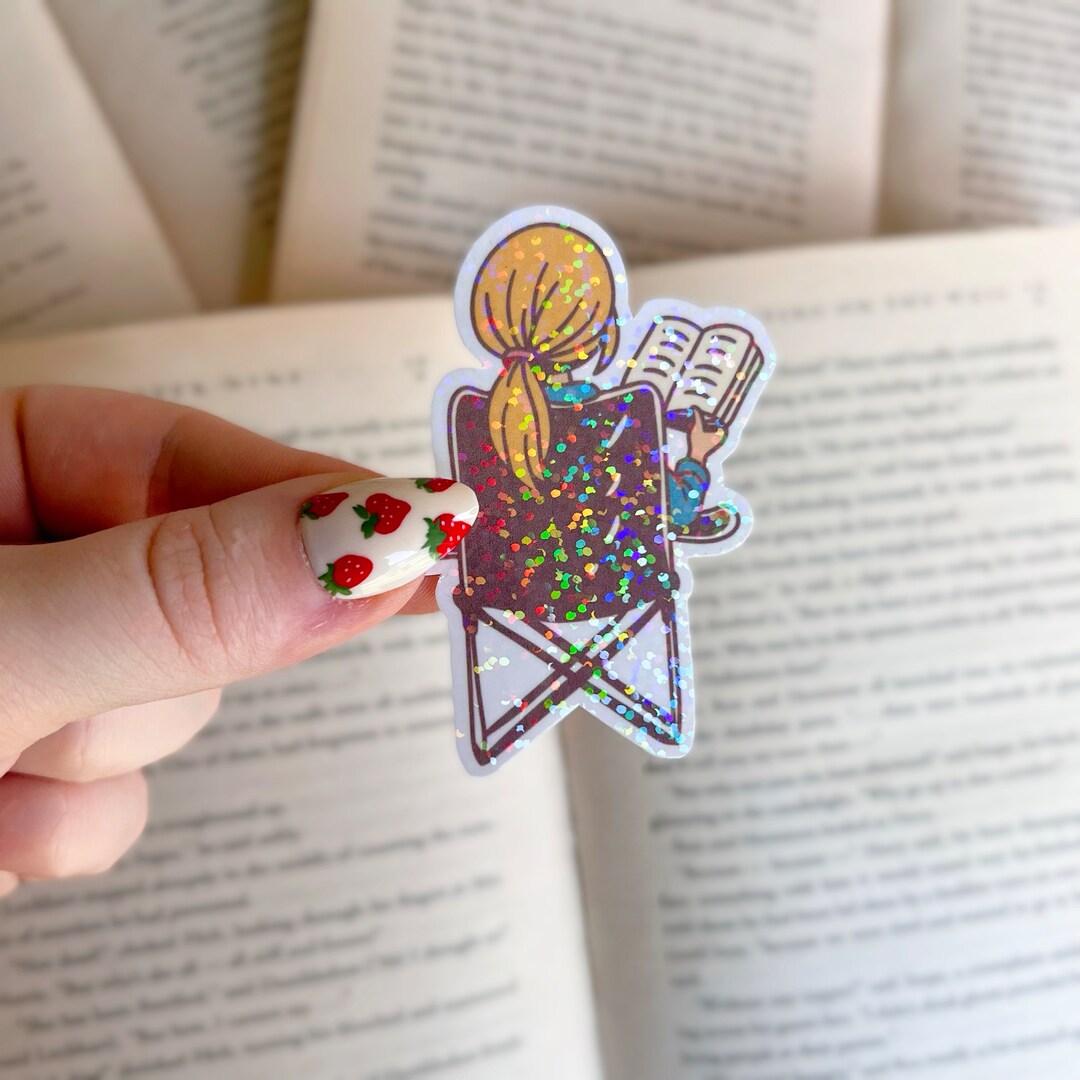 Book Sticker | Holographic Summer Camping Reading Sticker | Waterproof ...