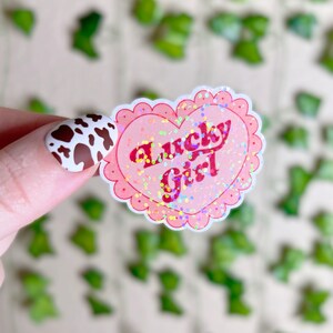 Lucky Girl Sticker | Holographic Cowgirl Pink Heart Sticker | Kindle ...