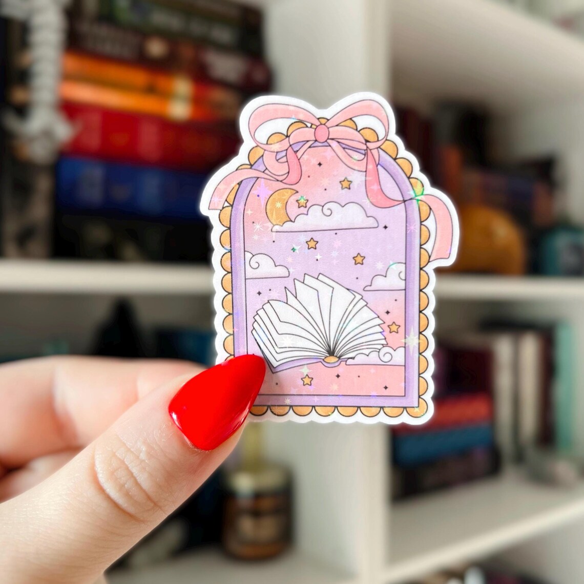 Book in the Clouds Window Sticker | Pastel Bookish Sky Vinyl Sticker ...