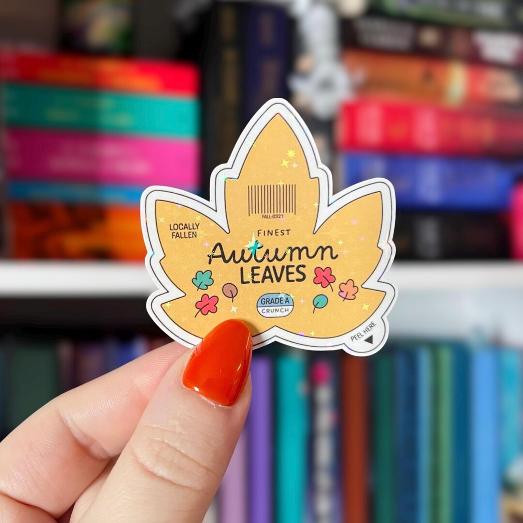 Autumn Leaves Label Sticker | Cute Fall Leaf Vinyl, Bookish & Cozy ...