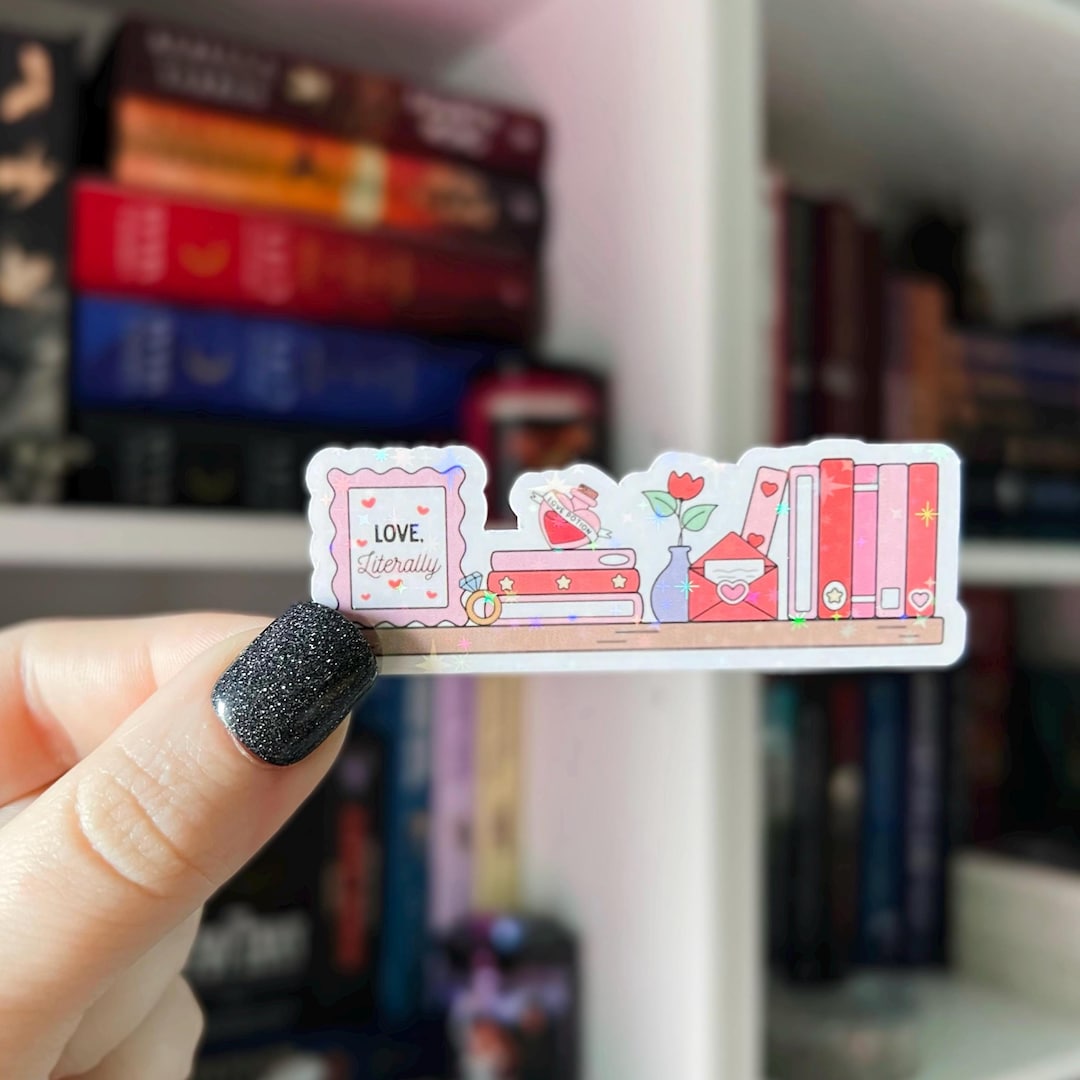 Romance Bookshelf Sticker | Love, Literally Bookish Vinyl Sticker With ...