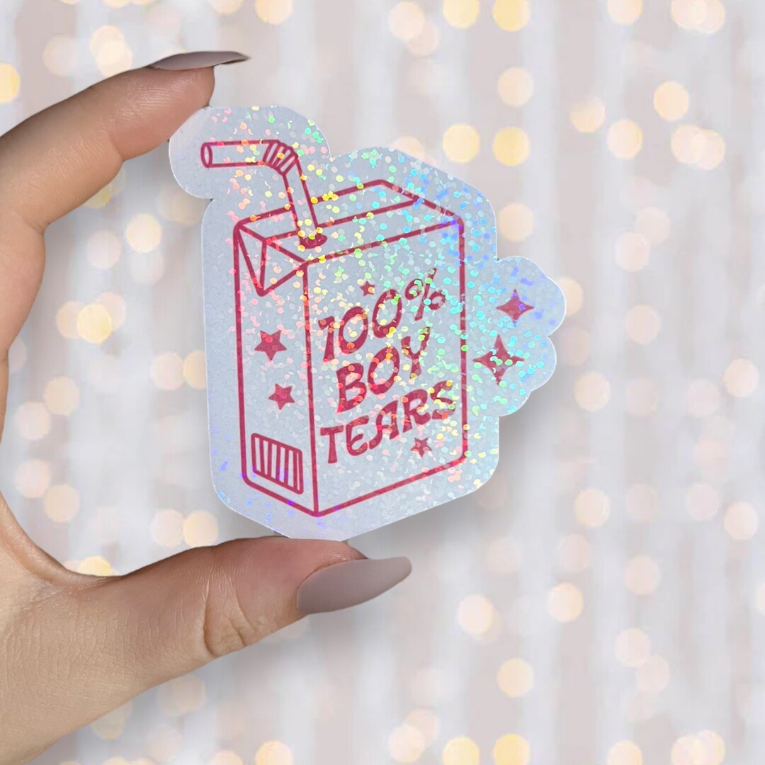 Boy Tears Sticker Holographic Pink Juice Box Waterproof - Etsy