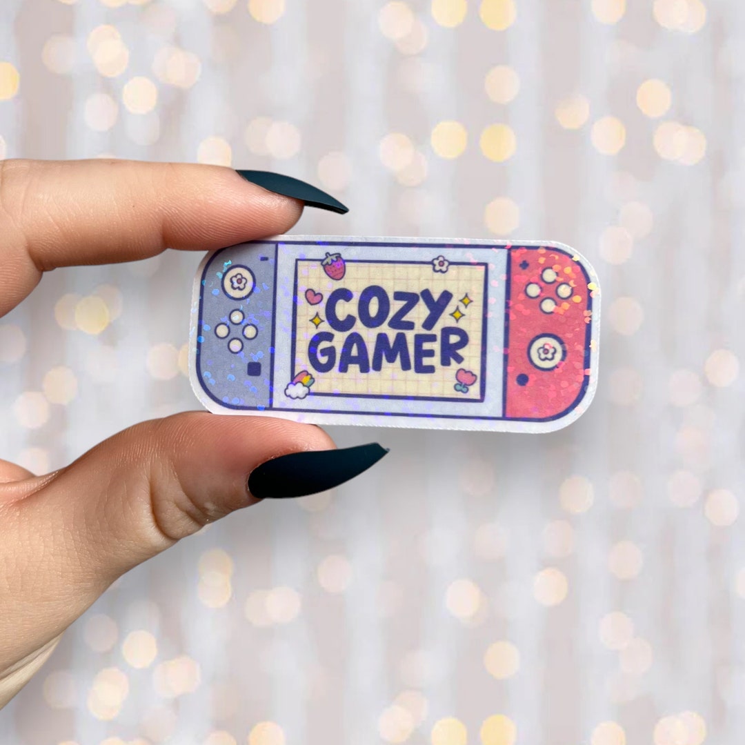 Holographic Cozy Gamer Sticker | Waterproof Kindle, Laptop | Vinyl ...