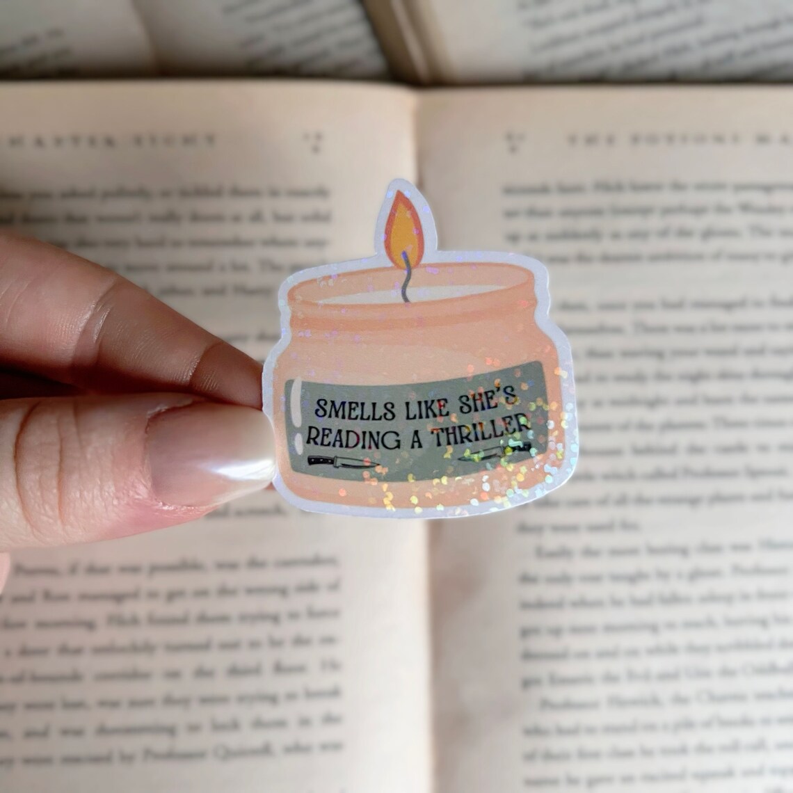 Reading Sticker | Holographic Thriller Book Candle Sticker | Laptop ...