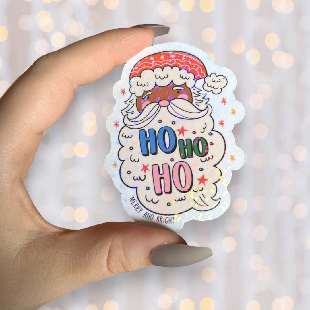 Christmas Sticker Holographic Santa Ho Ho Ho Sticker Waterproof Kindle ...