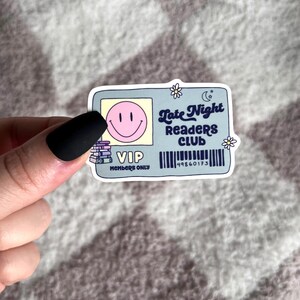 Book Sticker | Late Night Readers Club Member Card Sticker | Waterproof ...